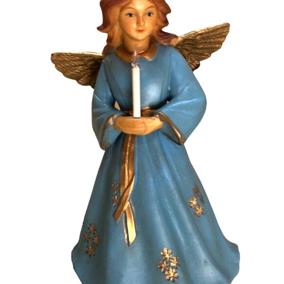 Holiday | New In Box Vintage Blue Angel Figurine With Lighting Candle ...